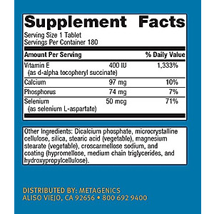 Metagenics - E-400 Selenium, 180 Count