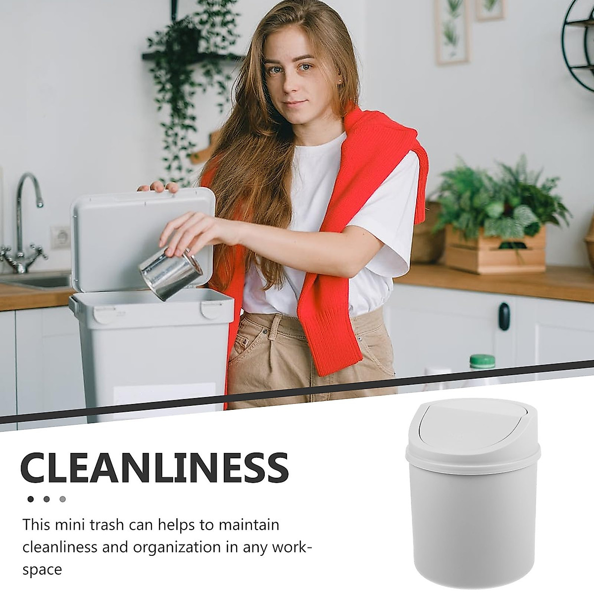 ABOOFAN Mini Table Trash Can Mini Garbage Can Living Room Trash Can Swing Top Bin Office Trash Can Mini Trash Can Waste Basket for Home Mini Desktop Trash Can Garbage Container