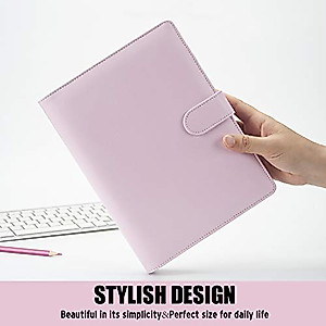 Sooez A5 Notebook Binder, 6 Ring Planner with Stylish Design, Loose Leaf Personal Organizer Binder Cover with Magnetic Buckle Closure, PU Leather Binder for Women with Macaron Colors (Pink)