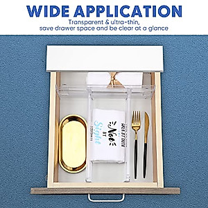 6 Pack Adjustable Drawer Dividers Organizers 3.2" High Expandable 11-20.6" Kitchen Organizer Dresser Drawer Organizer Clear Plastic Drawers Separators for Clothing Kitchen Utensils and Office Storage