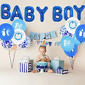 TONIFUL 52 Pieces 16 Inch Blue Letter A-Z Balloons Custom Phrase Mylar Foil Alphabet Letter Create Your Own Banner Reusable for Birthday Anniversary Celebration Graduation Party Supplies Decorations