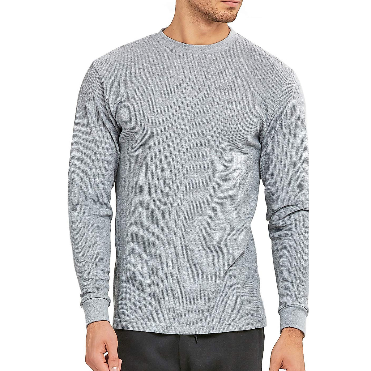Men's Classic Waffle-Knit Heavy Thermal Top (M, Heather Gray)