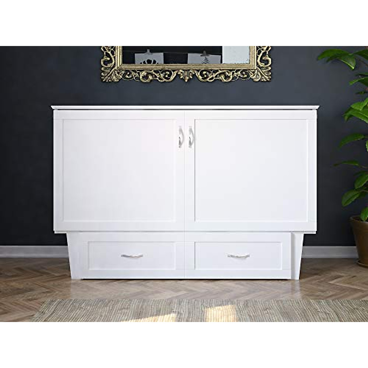 Atlantic Furniture Monroe Murphy Bed Chest with Charging Station, White
