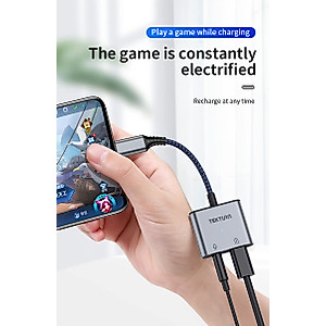 USB-C to 3.5 mm Headphone and Charger Adapter, 2 in 1 USB-C to Aux Audio Jack with PD 60W Fast Charging, Compatible with iPad Pro, iPad Air, Android Phones and Tablets by TEKTURN