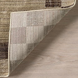 Rugs USA x Arvin Olano Pompeii Checked Border Area Rug, 8x10, Brown