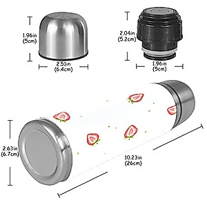 Stainless Steel Leather Vacuum Insulated Mug Strawberry Thermos Water Bottle for Hot and Cold Drinks Kids Adults 16 Oz