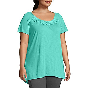 Just My Size Women's Plus-SizeSlub Jersey Tunic with Crochet Collar