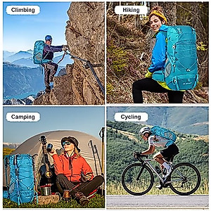 WTVIDAS 50L Lightweight Hiking Backpack for Women and Men with Rain Cover,Outdoor Sport Travel Daypack for Climbing Touring(lake blue)