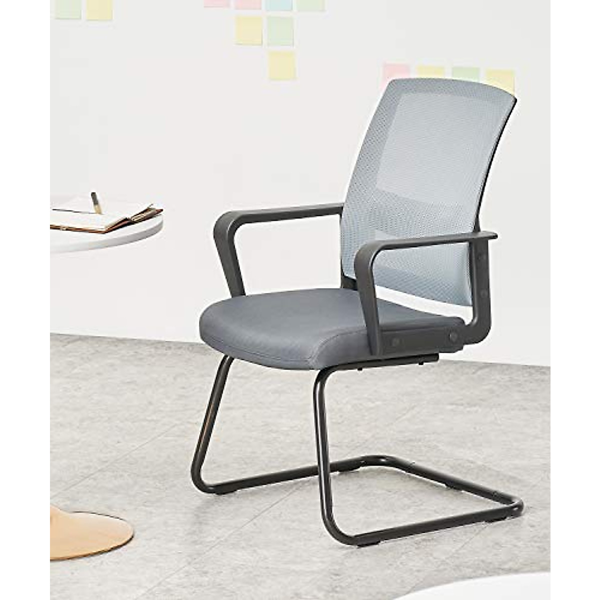 CLATINA Office Guest Chair with Lumbar Support and Mid Back Mesh Space Air Grid Series for Reception Conference Room Gray