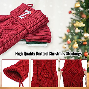 Ulico Christmas Stockings with Initials, 18’’ Large Embroidered Monogram Knit Christmas Stocking,Xmas Stocking for Kids, Holiday and Family Stocking for Fireplace or Party Decoration Red Letter B