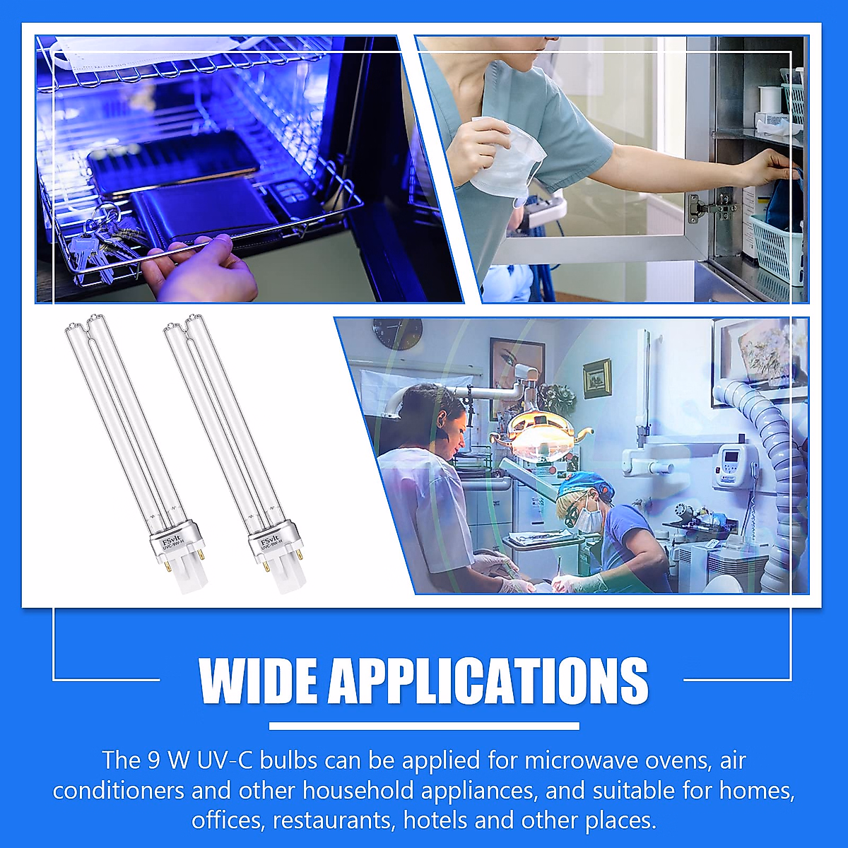 Kittmip 2 Pieces UV UV-C Light Bulbs 9W G23 Base Replacement Bulb for Outdoor Pond Clarifier Lamp Compatible with UVE9 CF400 CF500 UVCP-9 JUP-01 303B 304B D200 R18 R18D R2000