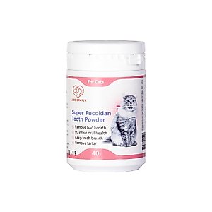 Love Can Fly Cat Teeth Cleaning Powder for Cat, Plaque, Tartar Remover for Oral Health, Eliminates Bad Breath, Natural Ingredients Fucoidan Brown Algae, Norwegian Kelp Persimmon Tannin 1.4 Oz