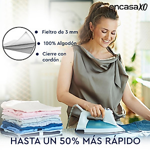 Encasa Ironing Board Covers (14 x 42 inch) Drawstring Tightening with Thick 3 mm Felt Padding, Easy Fit, Scorch Resistant, Printed - Daisy Grey