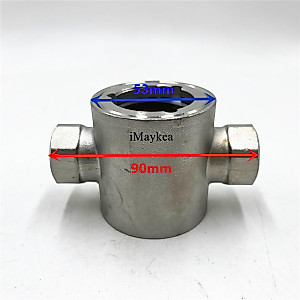 1/2" 3/4" 1" 1-1/4" 1.5" 2" BSP Stainless Steel 304 Sight Water Flow Indicator With Concentric PTFE Impeller (1/2" DN15)