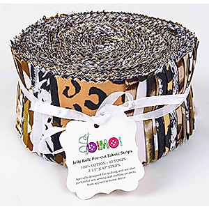 Soimoi 40Pcs Animals Print Cotton Precut Fabrics for Quilting Craft Strips 2.5x42inches Jelly Roll - Purple