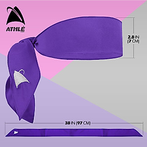Athle Sport Headband - Sports Head Tie Headband for Women and Men - 3 Pack Workout and Running Headband - Sweatbands for Men and Women - Dri Fit Head Wrap - Purple