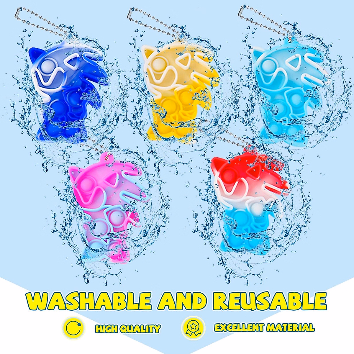 The Hedgehog Birthday Party Favors Supplies for Kids, 20 Pcs Pop Keychains Bulk Bubble Gift Pack for Boys Girls, Stress Relief and Anti-Anxiety Set for Puzzle Games Treats Bag Pinata Stuffers Classroom School Rewards