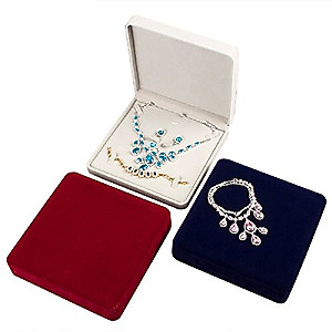 JunningGor Jewelry Set Velvet Box Necklace Earring Ring Necklace Bracelet Gift Display Case Wedding Jewelry Storage Holder (Beige)