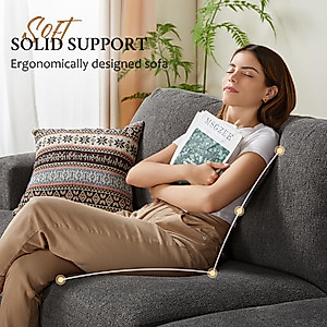 papababe Sofa, 3 Seater Modern Couches with Extra Deep Seats, 89" Wide Comfy Couches for Living Room, Bedroom(Grey,Chenille)