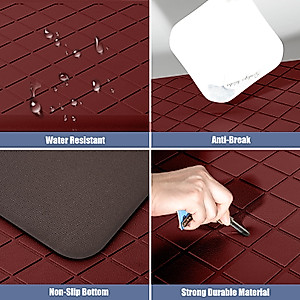 WEZVIX Cushioned Kitchen Mat 2 PCS, Anti Fatigue Kitchen Rugs, Heavy Duty Kitchen Rugs and Mats Non-Skid, Ergonomic Comfort Foam Kitchen Floor Mat for Home, Office, Sink, Laundry, Red