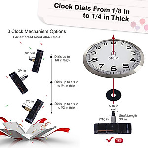 EMOON High Torque 12888 Clock Movement Mechanism with 3 Pairs of Hands, Silent Sweep Quartz Clock Motor Kit for Clock Repair DIY Replacement