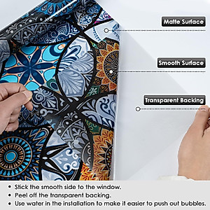 DKTIE Static Cling Decorative Window Film with Installation Tools Non Adhesive Privacy Film Stained Glass Window Film for Bathroom Shower Door Heat Cotrol Anti UV 17.7 x 78.7 Inch