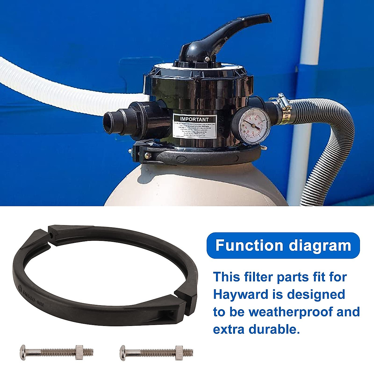 ChangTa GMX600NM Noryl Flange Valve Clamp Replacement for Hayward S144T Pro Series Pool Sand Filter