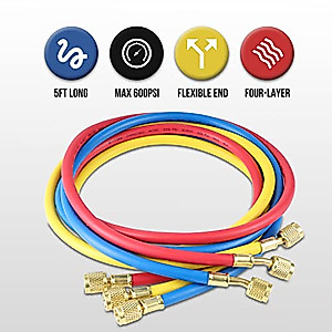 Lichamp HVAC R410a Gauges with Liquid Vaporizer, Vapor Charging Manifold Gauge Set for 410A R404a R22 R32, R41013