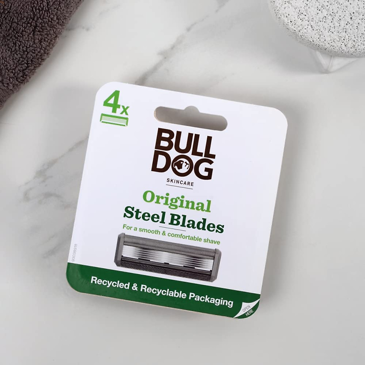 Bulldog Skincare Original Men's Razor Refills, With 5 Tempered Steel Blades on Each of the Four Refill Blades, Works With All Bulldog Reusable Razor Handles, 4 Pack