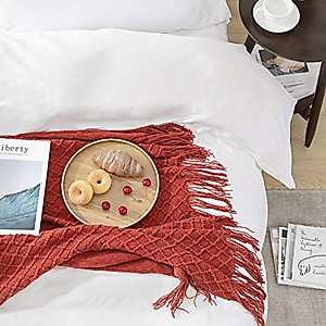 Angelhood Christmas Plaid Throw Blanket,Soft Chenille Decorative Blanket with Tassel for Couch, Sofa, Bed and Home Decor