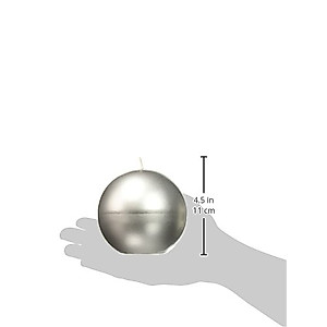 Zest Candle 2-Piece Ball Candles, 4-Inch, Metallic Silver