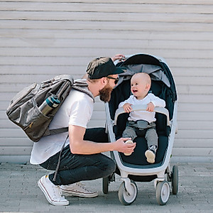 OOPSABABY Diaper Bag Backpack with Cleaning Lights; connect to juice pack or wall adapter; Designer Gray with Rose Gold Hardware Diaper Bag Organizer for Baby Boy or Girl