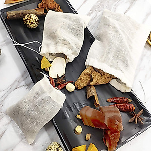 ICEYLI 30 Pcs 4 x 3 Inches Natural Unbleached Cotton Drawstring Bags Spice/Herbs/Tea Bags,Muslin Bags Sachet Bag for Home Supplies