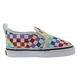 Vans Kids Baby Girls Slip-On V (Infant/Toddler) (Checkerboard) Rainbow/True White 10 Toddler