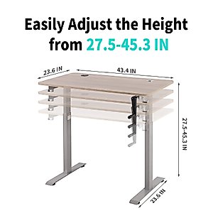 UNICOO Crank Standing Desk, Height Adjustable Sit to Stand Up Desk,Home Office Table, Computer Table, Portable Writing Desk (Black Walnut Top/Black Frame - NTCSET-01-BWB)