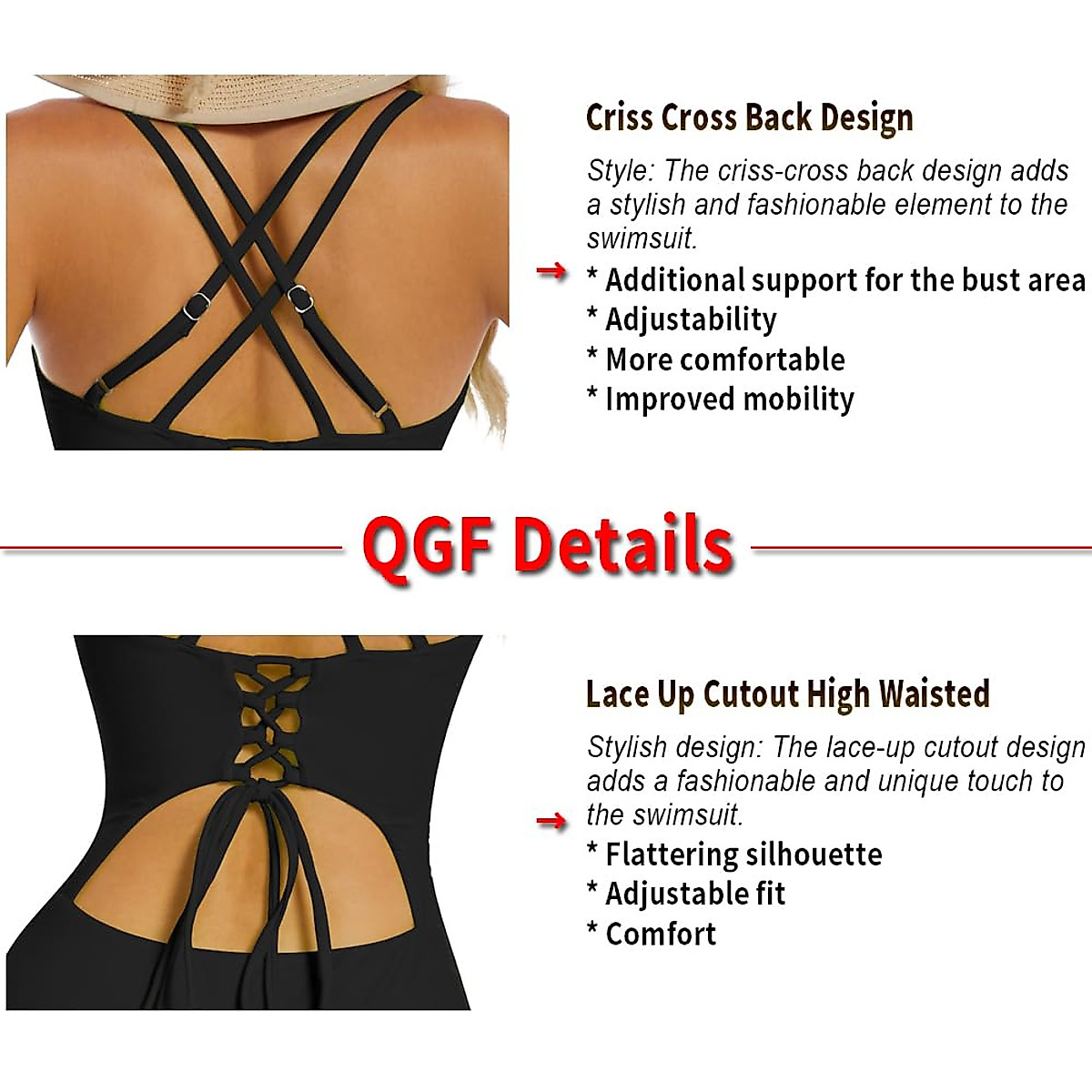 Upgraded One Piece Swimsuit Women - Tummy Control Bathing Suits, Unique Design Sexy Criss Cross Back, Ruched Swimwear