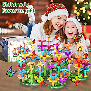184Pcs Flower Garden Building Toys for Girls 3 4 5 6 7 Year Old, Upgrade DIY Building Stacking Toys, STEM Preschool Educational Toddler Toys Brain Development Kindergarten Kids Toy