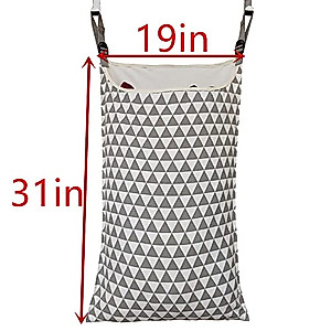 HDHYK Adjustable Space Saving Door Hanging Laundry Hamper Bag with Over Door Hooks for Dirty Laundry