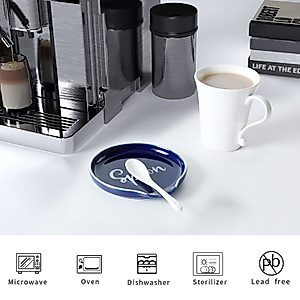 GDCZ Ceramic Spoon Rest for Stove Top 5 Inches Large Spoon Holder for kitchen Counter, Modern Spoon for Farmhouse, Cooking Utensil Rest, Kitchen Accessories, Dishwasher Safe (Navy, 1)