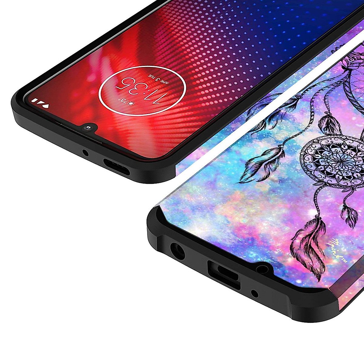 Moto Z4 Case, Moto Z4 Play Case, Onyxii Hybrid Dual Layer Slim Graphic Armor Shockproof Impact Resistant Protective Cover Case for Motorola Z Play 4th Generation (Dream Catcher)