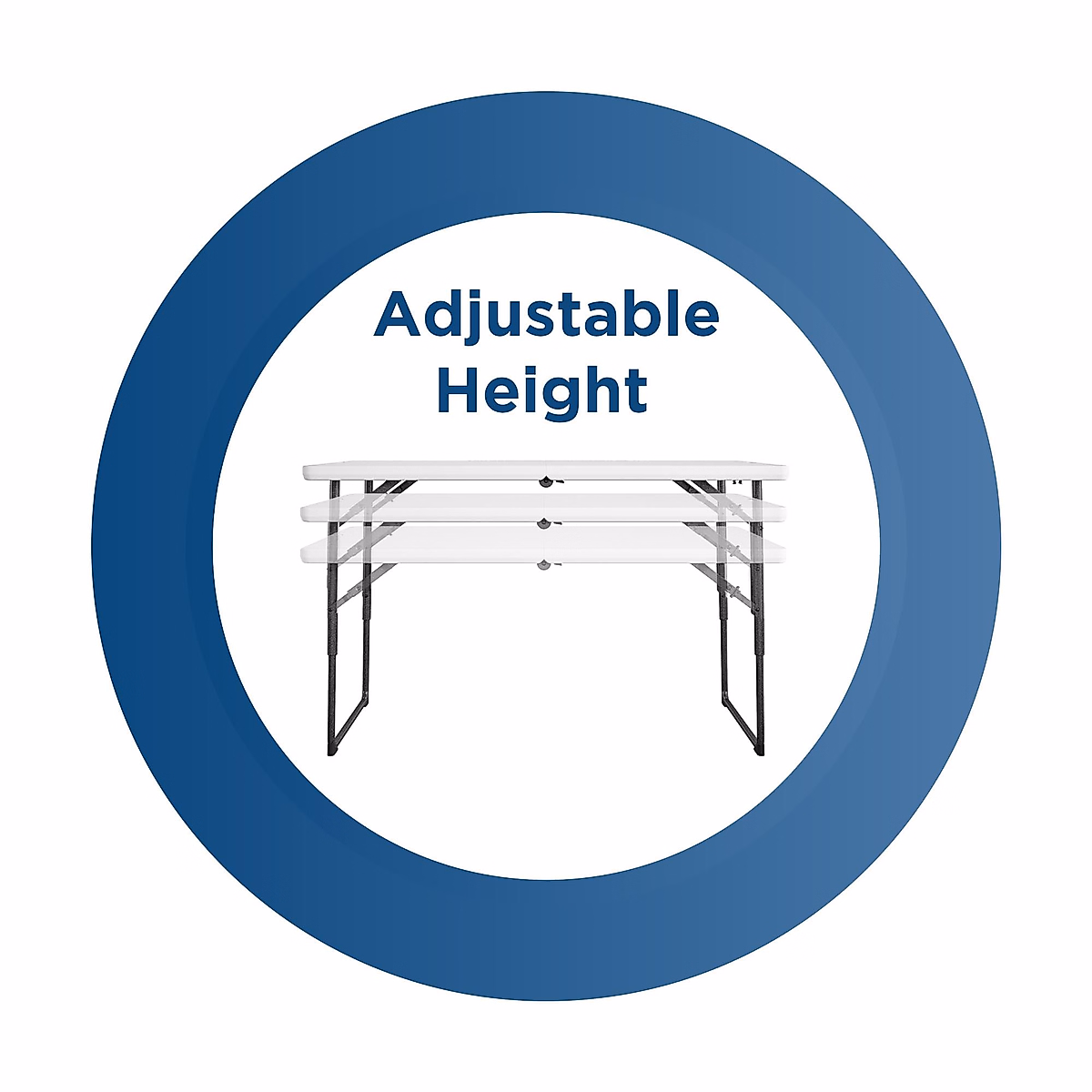 COSCO 4 ft. Centerfold Blow Mold Utility Table, Adjustable Height, White