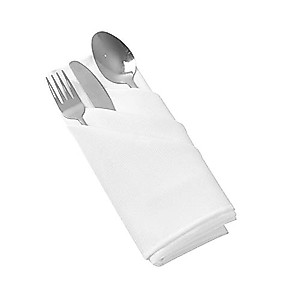 Ascoza 25pcs Polyester Cloth Napkins - 20 x 20 inch White Dinner Washable Napkins with Hemmed Edges for Restaurant/Wedding/Hotel(25,White)