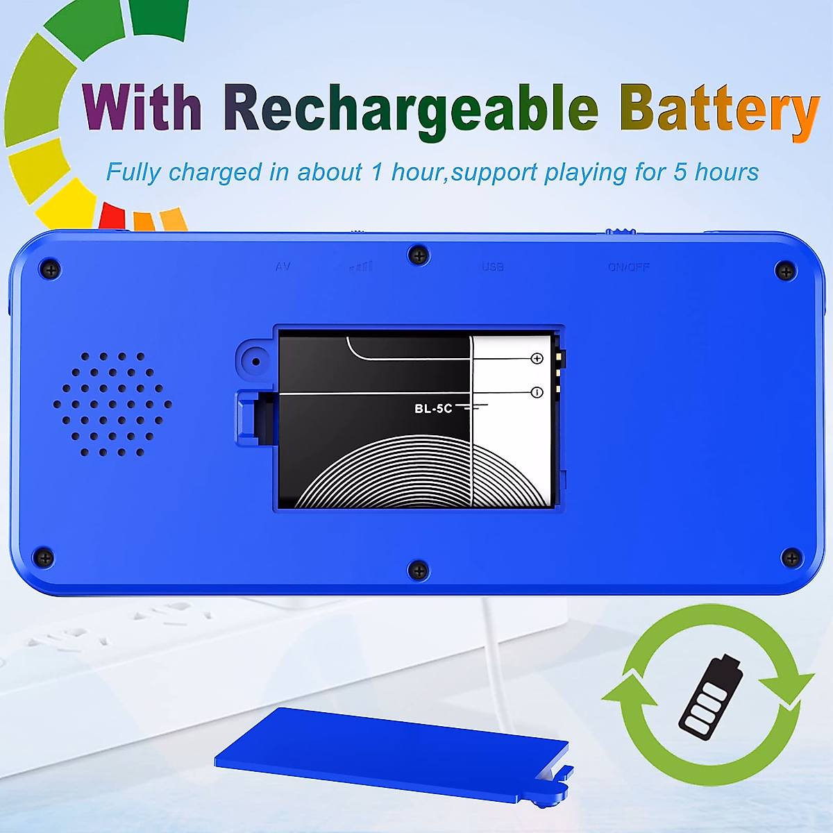 Great Boy Handheld Game Console for Kids Preloaded 270 Classic Retro Games with 3.0'' Color Display and Gamepad Rechargeable Arcade Gaming Player (Blue Yellow Red)