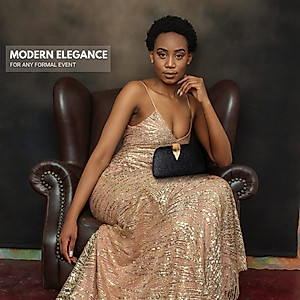 Before & Ever Women's Small Black Sparkle Clutch, Evening Handbag for Women - Formal Crossbody Purse