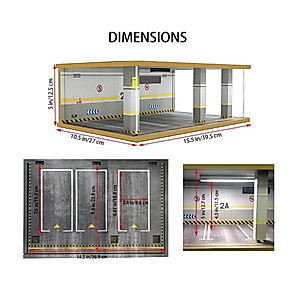 Display Case for Cars with Acylic Cover and LED Lighting for 1/24 Scale Diecast Car, Lego Cars Speed Champions 76908 76907 76901 76910 76909 76895, Model Cars, 3 Parking Space (Route 66)