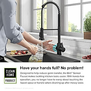 KRAUS Britt Touchless Sensor Commercial Pull-Down Single Handle Kitchen Faucet in Matte Black, KSF-1691MB