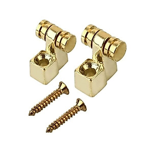 HENGYEE Set of 2 Guitar Roller String Tree Roller String Guides Retainer for Electric Guitars Strat Stratocaster Tele Telecaster Black Gold., (2104-QGZ-GD)