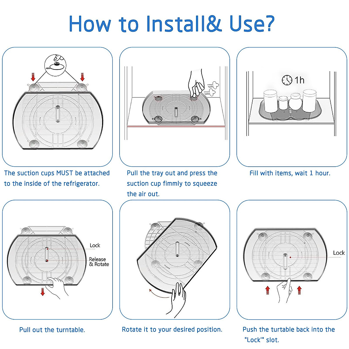 Square Lazy Susan Turntable Organizer for Refrigerator - Upgraded 15.82" Clear Rotating Lazy Susan Organizer Storage for Kitchen Spices Fridge Cabinet Table Pantry Countertop