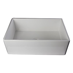 ALFI brand AB510 30-Inch Contemporary Smooth Fireclay Farmhouse Kitchen Sink, White