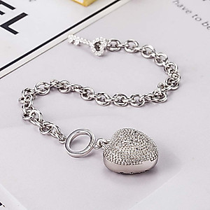 Dankadi New Products Women's 925 Sterling Silver Bracelet Fine Jewelry Shining Heart Bracelet 6 "7" 8" Solid Silver Accessories Birthday Party Gift (8)